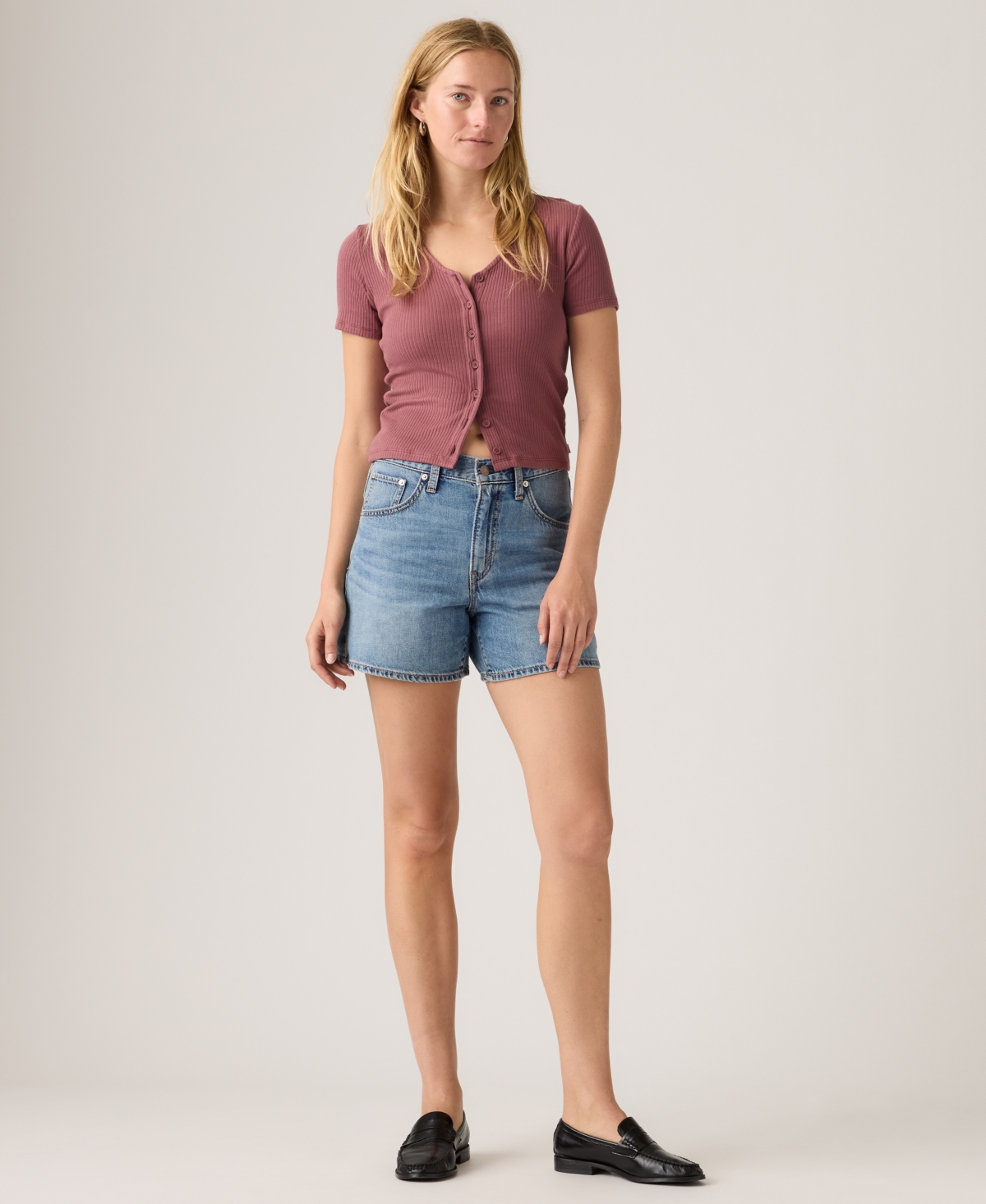 Click here for Levis Womens Cotton Cinch-Waist Denim Shorts - Lif... prices