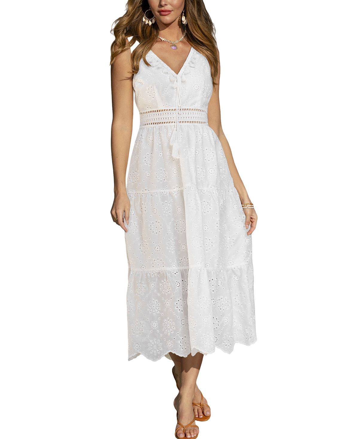 Click here for Cupshe Womens Tropical Wind White Maxi Beach Dress... prices