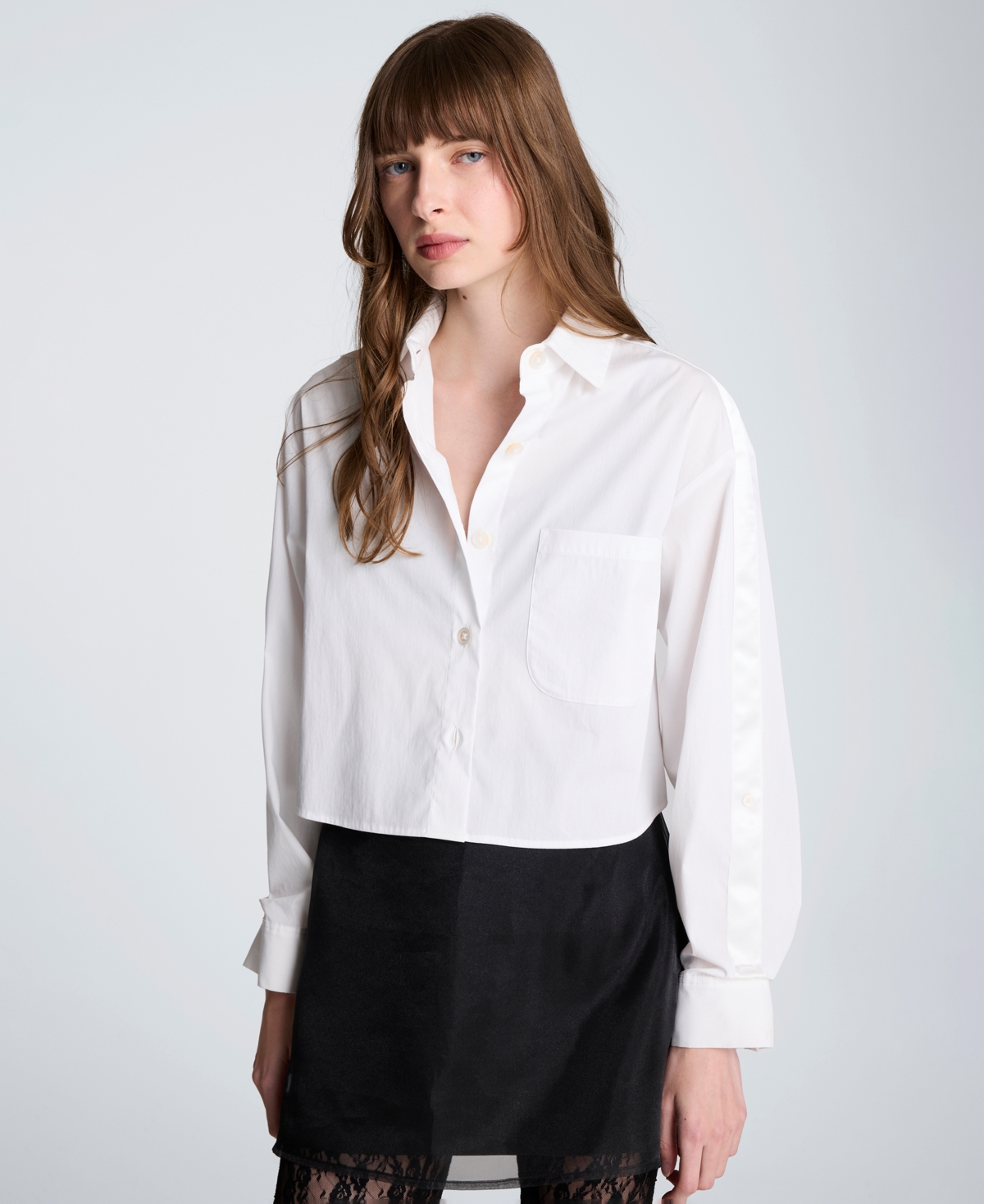 Click here for Kenneth Cole Womens Poplin Button-Front Top - Pure... prices