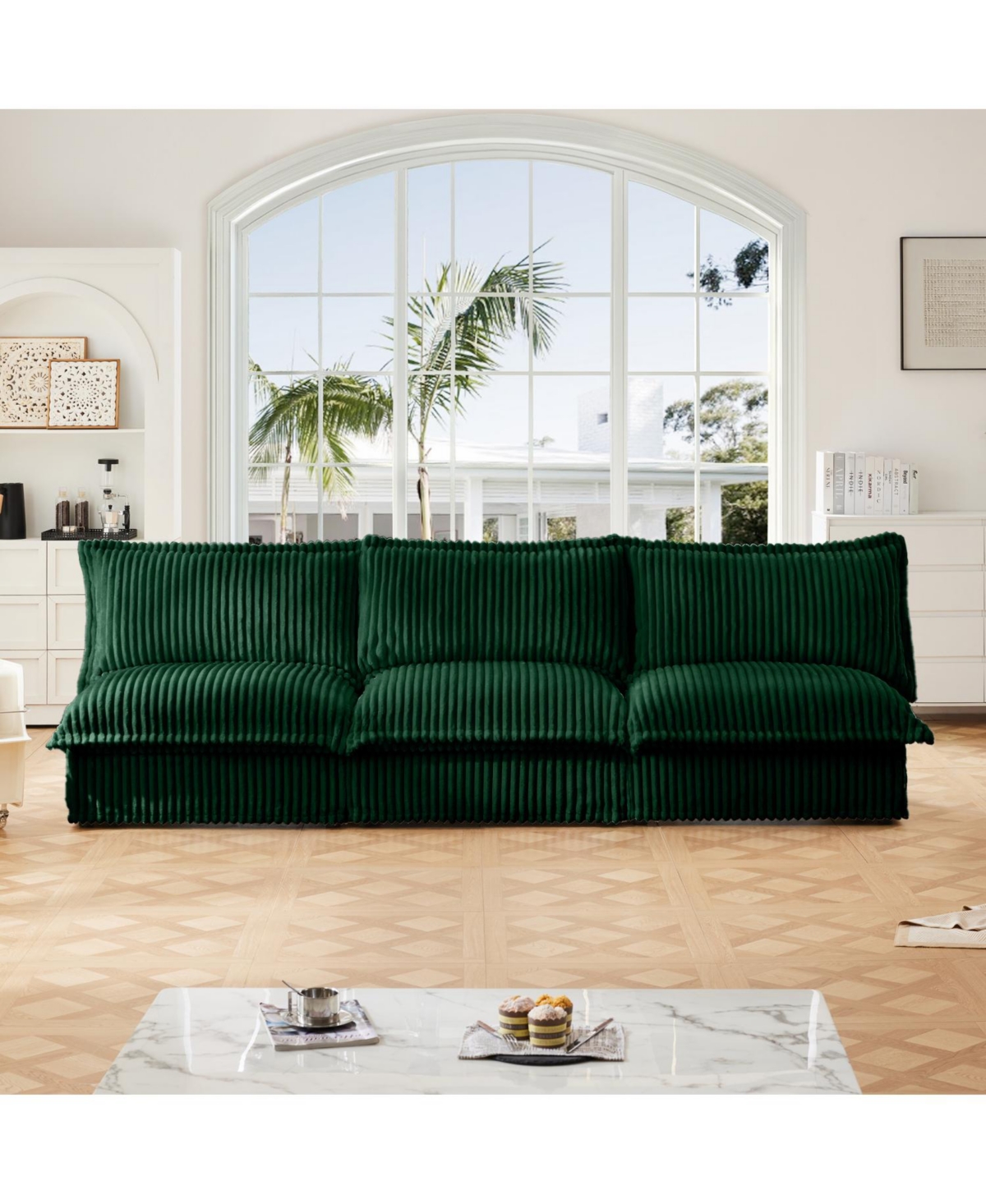 Click here for Streamdale Furniture Modern Green Corduroy 3-Seate... prices