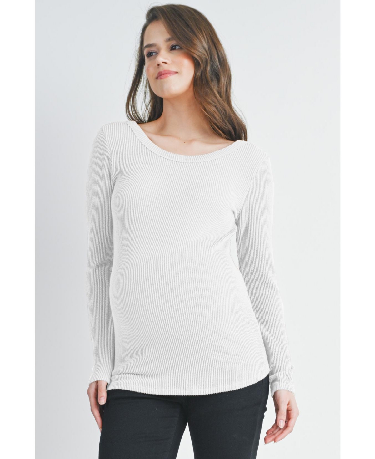 Click here for Hello Miz Maternity Scoop Neck Long Sleeve Ribbed... prices