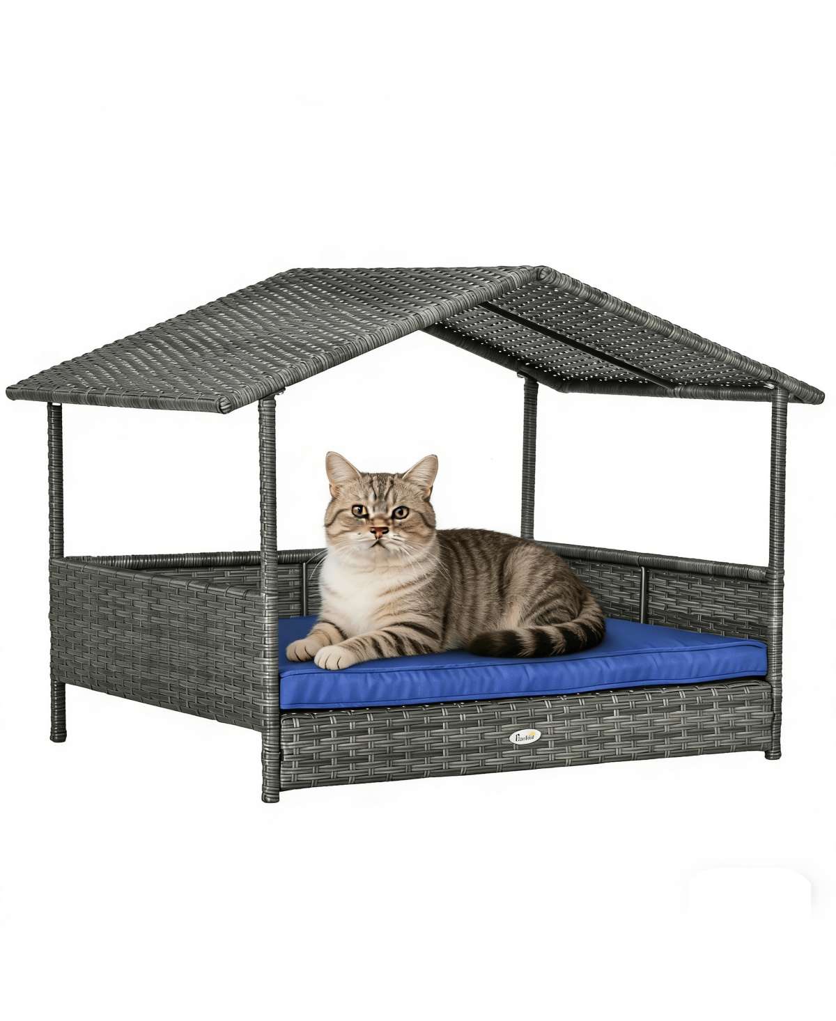 Click here for Zeus & Ruta Dark Blue Outdoor Wicker Cat House wit... prices