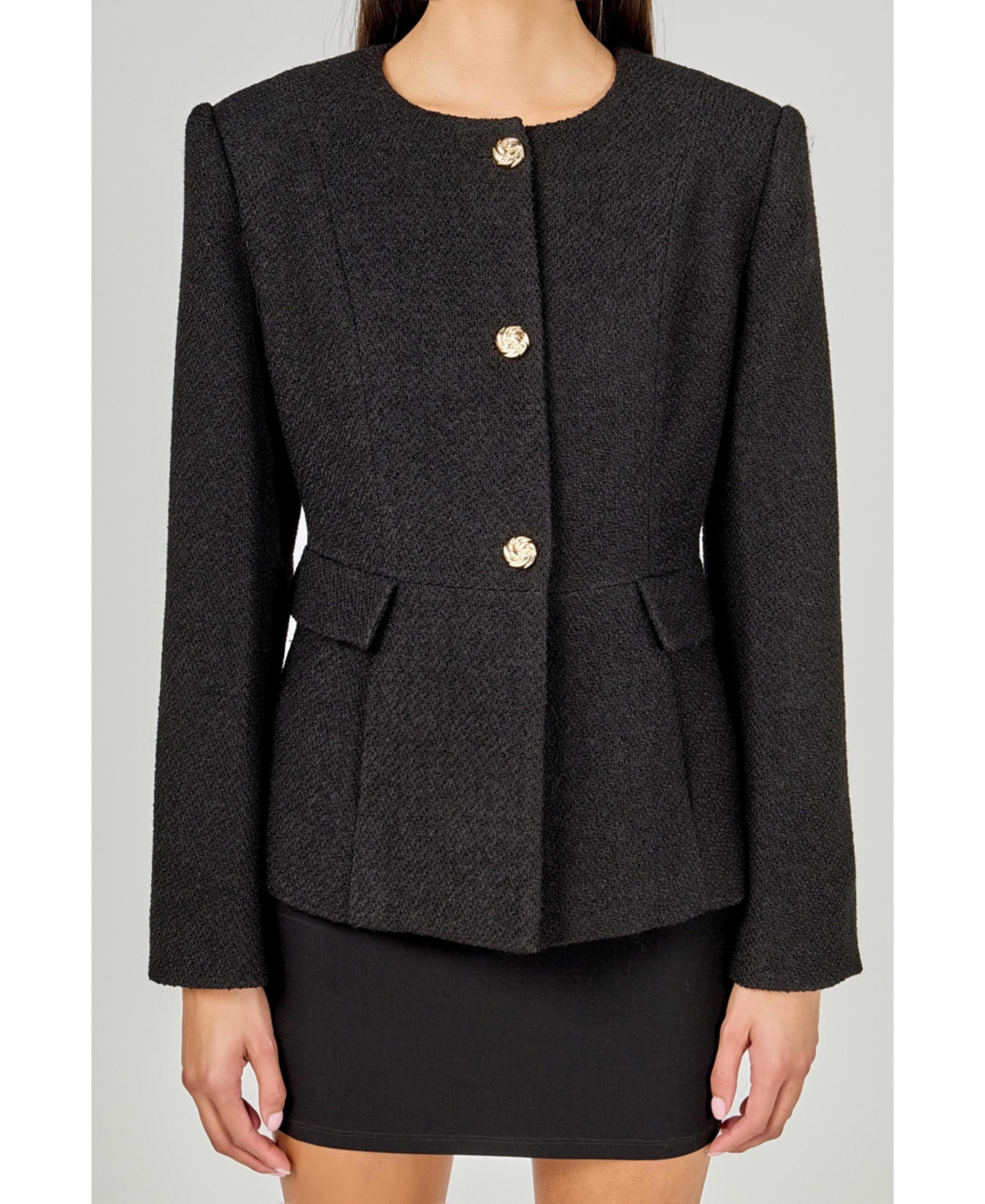 Click here for endless rose Womens Round Neck Blazer - Black prices