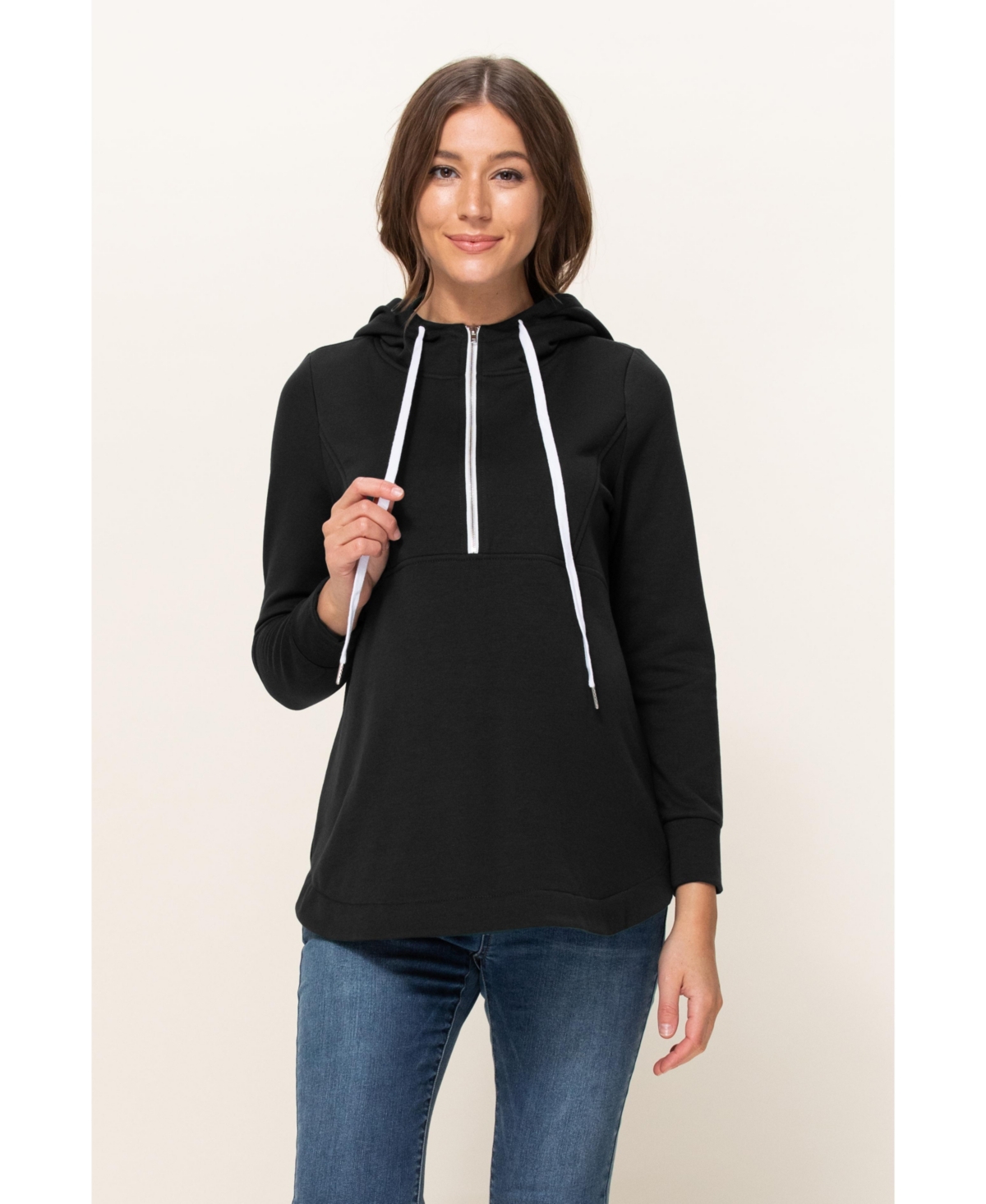 Click here for Hello Miz Maternity Half Zip Hoodie - Black prices