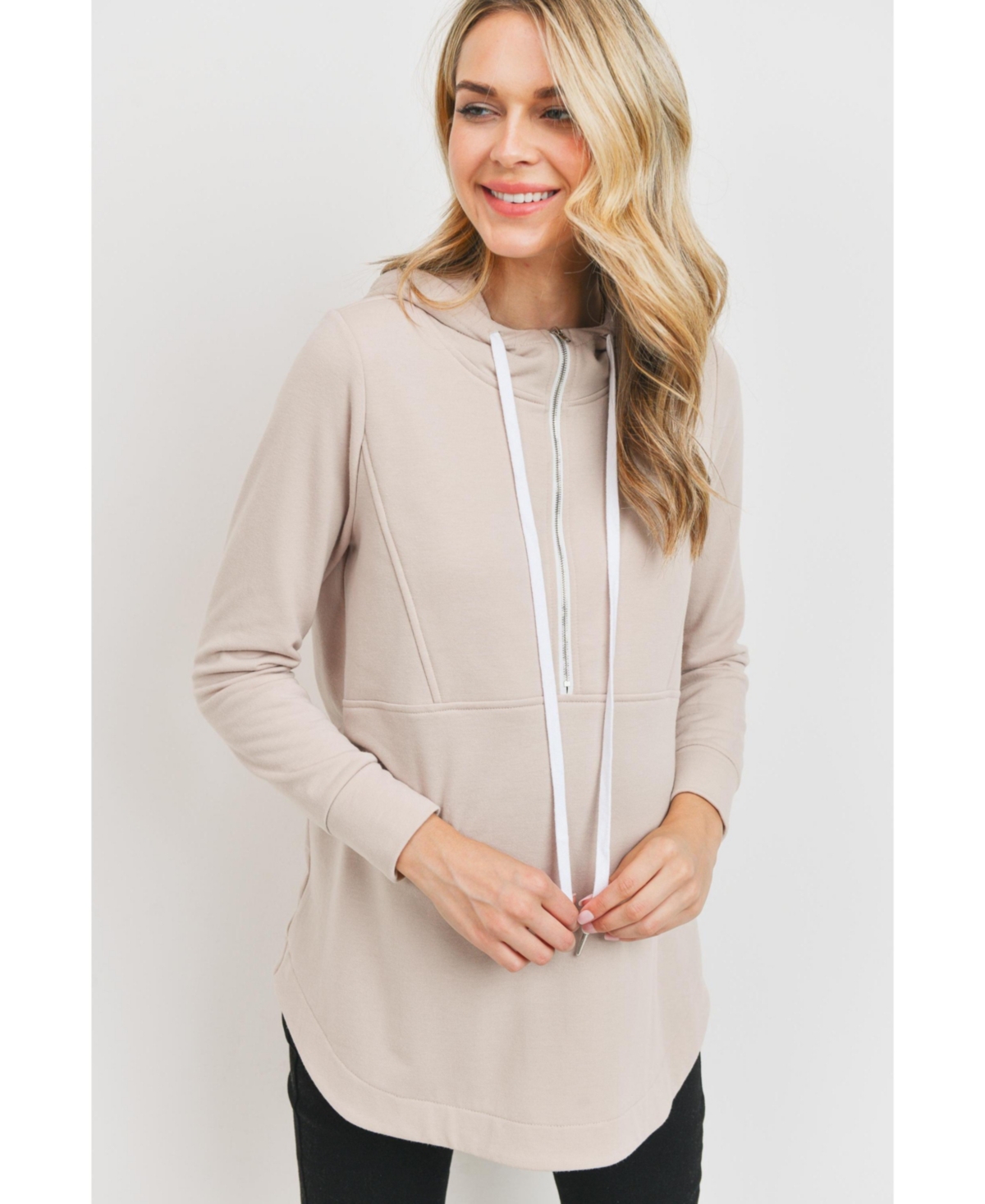Click here for Hello Miz Maternity Half Zip Hoodie - Mocha prices
