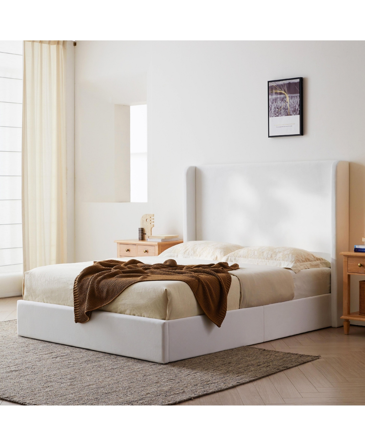 Click here for Boyel Living Carmen Upholstered Wingback Bed Frame... prices