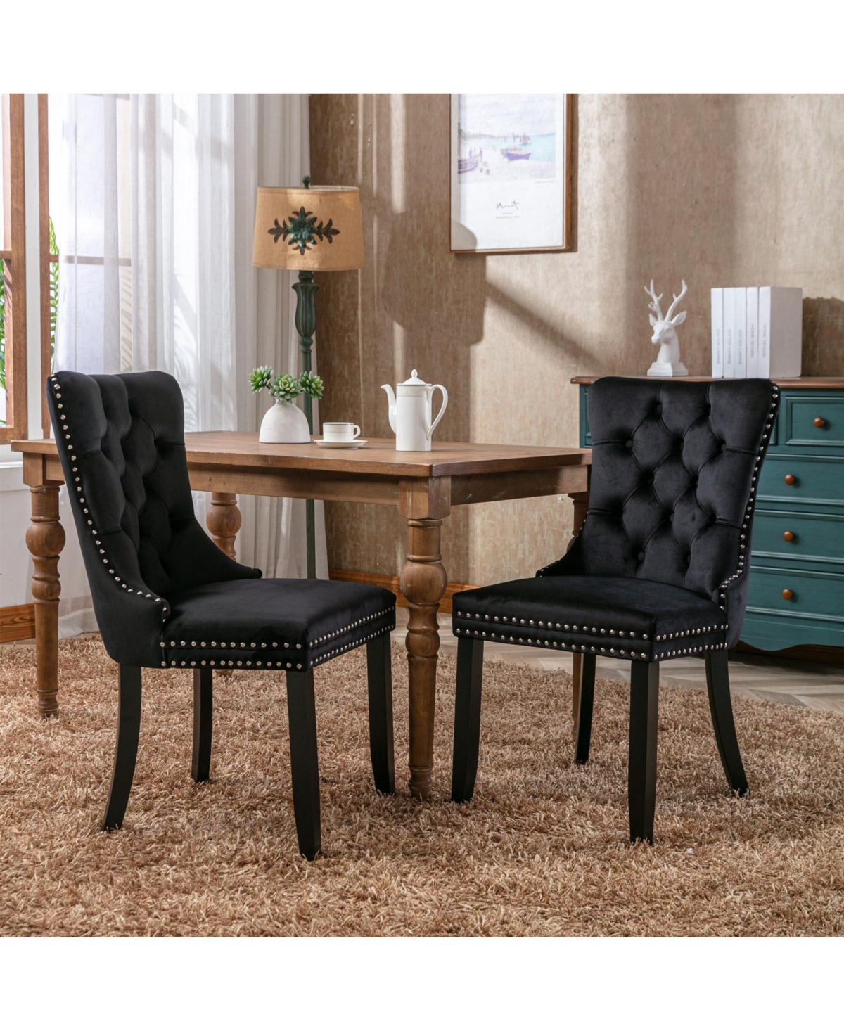Click here for Dyhome Modern Velvet Upholstered Dining Chairs Set... prices