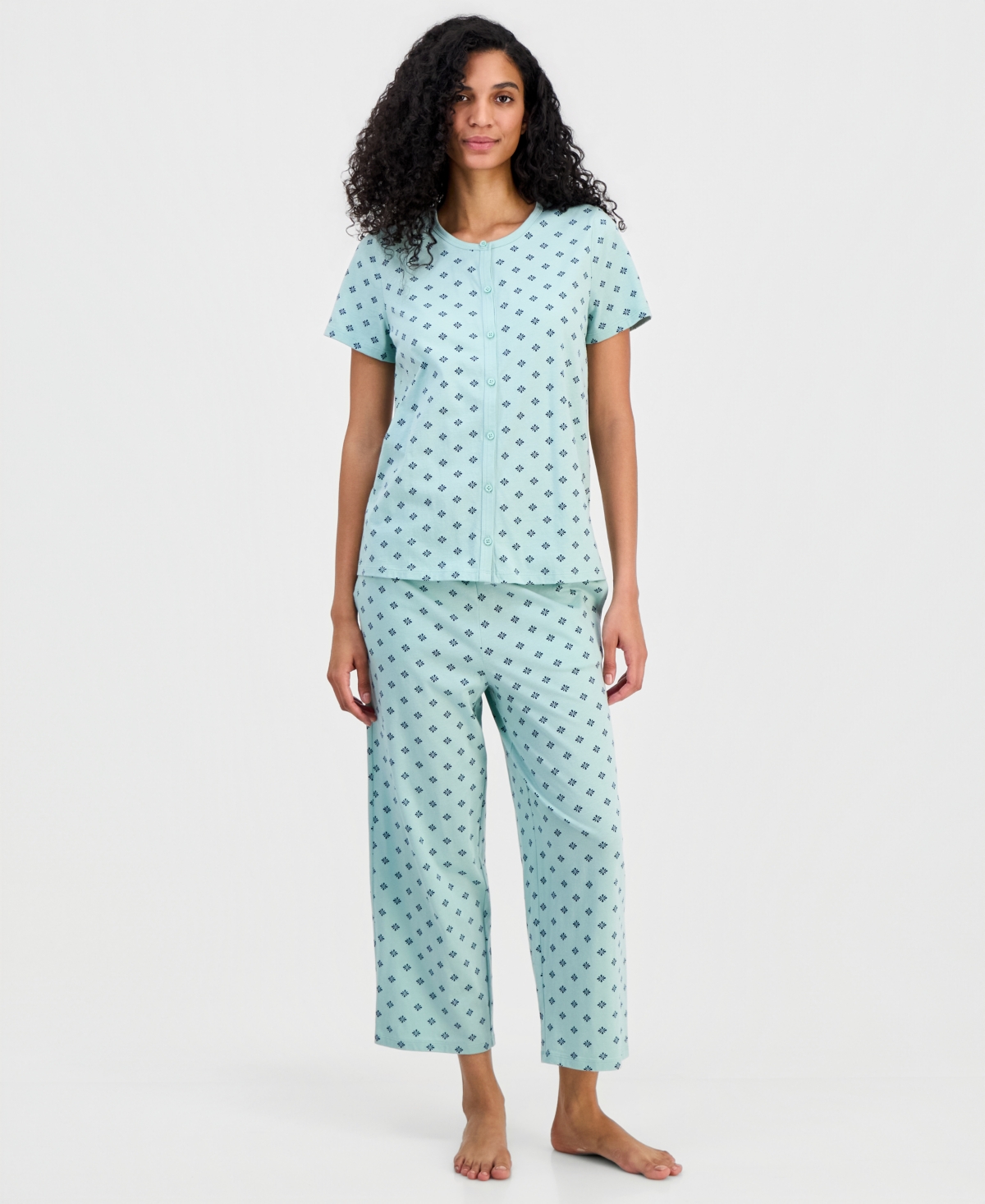 Click here for Charter Club Womens 2-Pc. Cotton Printed Cropped P... prices