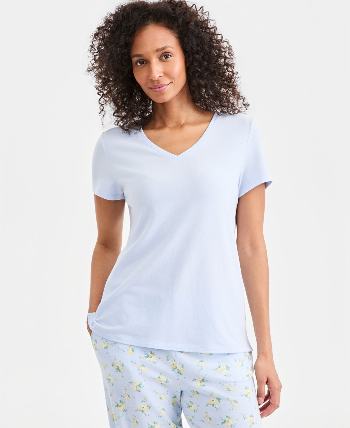 Click here for Charter Club Womens Solid V-Neck Short-Sleeve Slee... prices