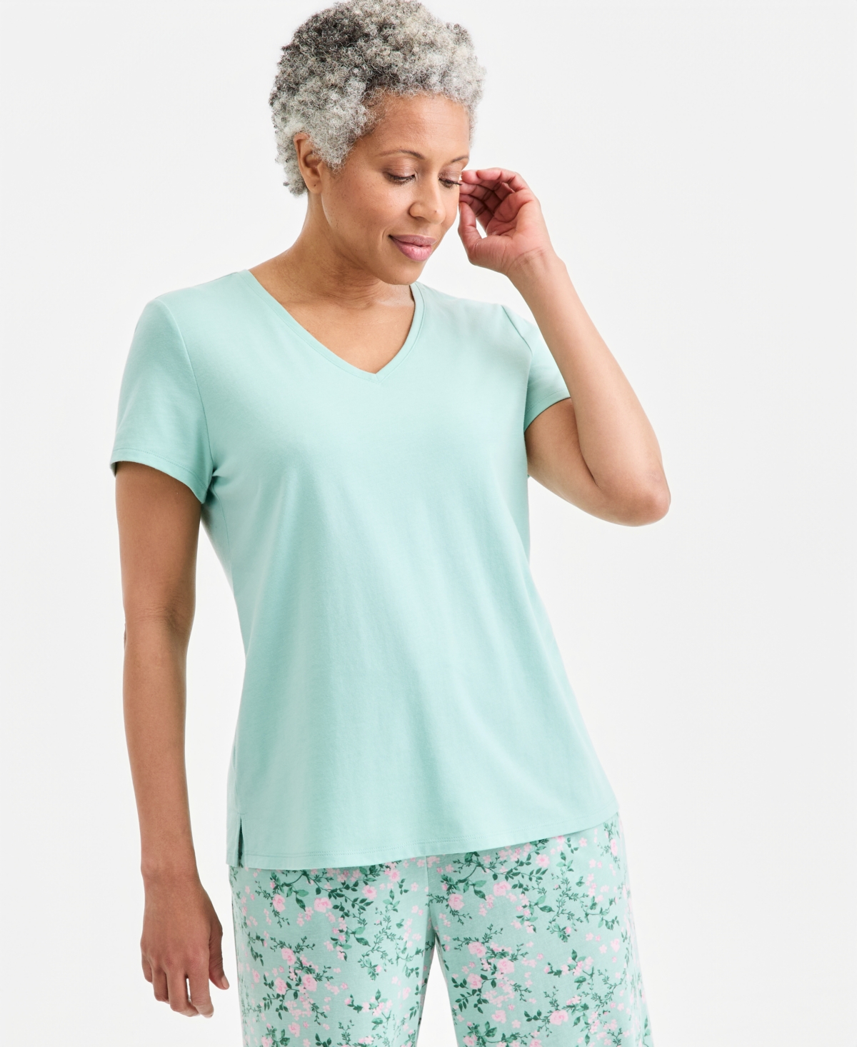 Click here for Charter Club Womens Solid V-Neck Short-Sleeve Slee... prices