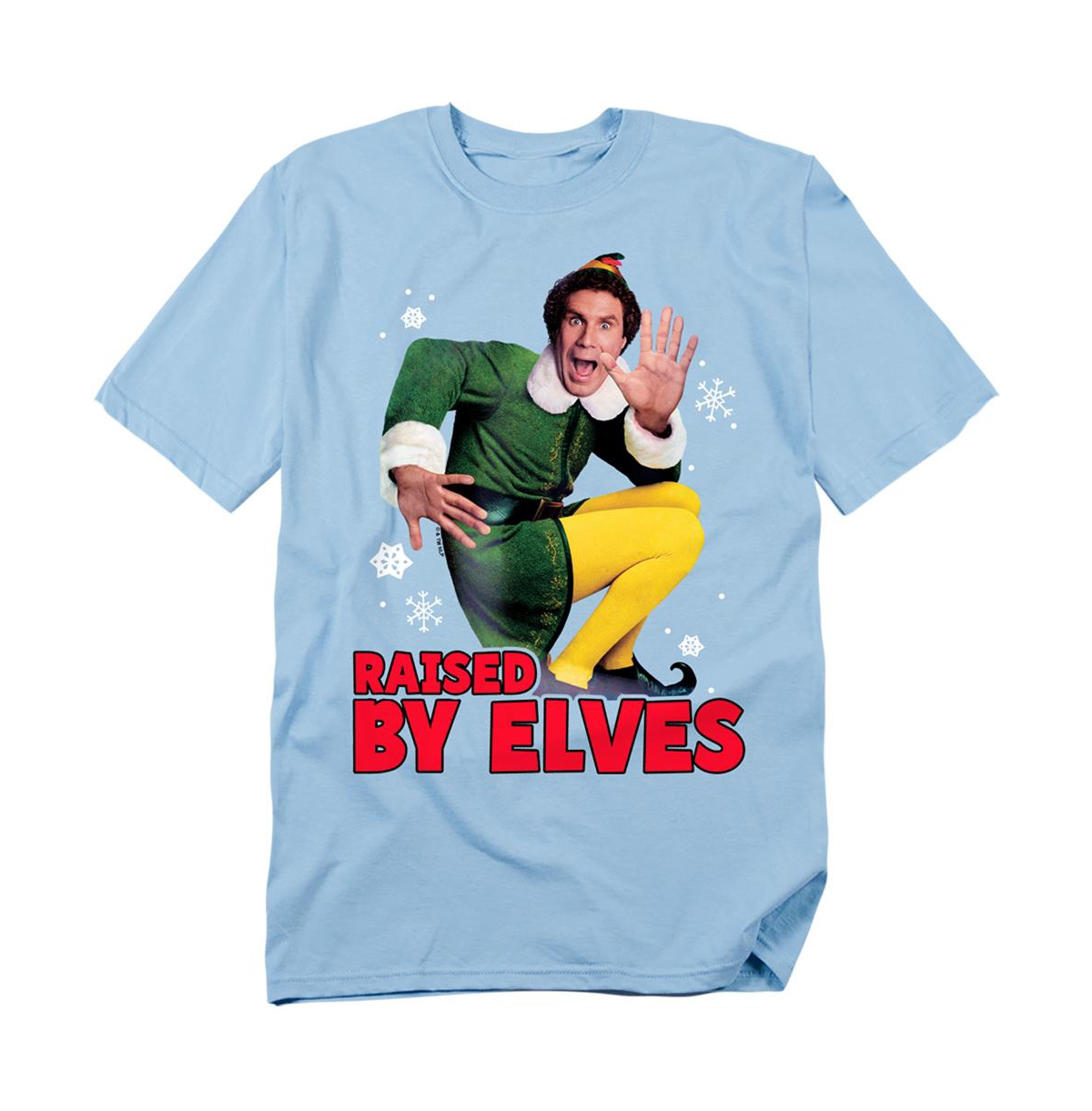Click here for Elf Mens Raised By Elves T Shirt - Light blue prices