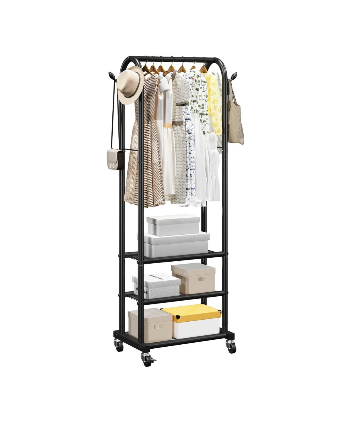 Click here for Ecooso Rolling Clothes Rack with Hanging Rod  Side... prices