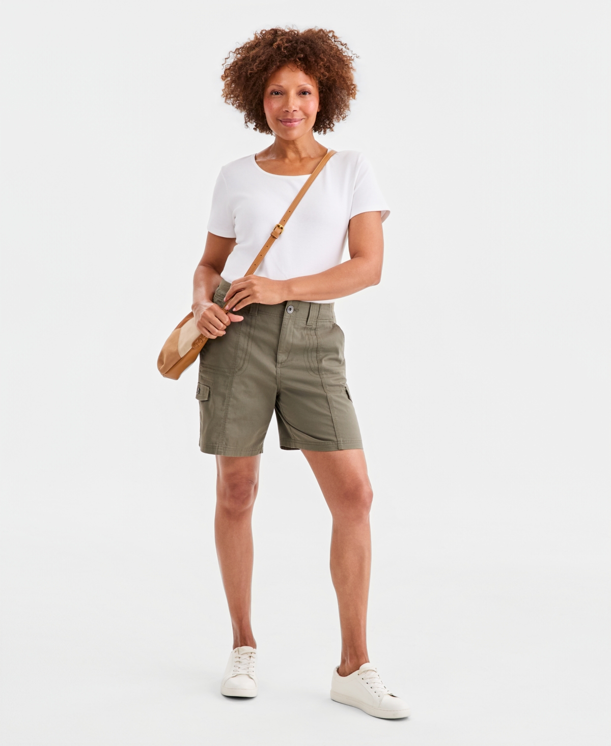 Style & Co Womens Mid-Rise Comfort-Waist Cargo Shorts  Exclusively at Macys - Olive Sprig