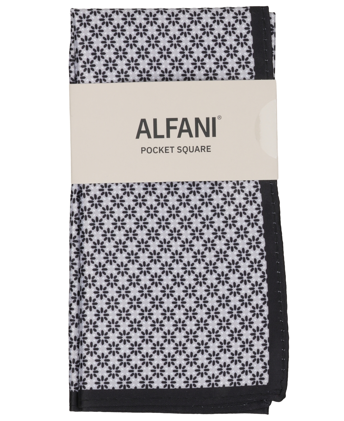 Alfani Mens Wells Geometric Pattern Pocket Square  Macys Exclusive - Grey