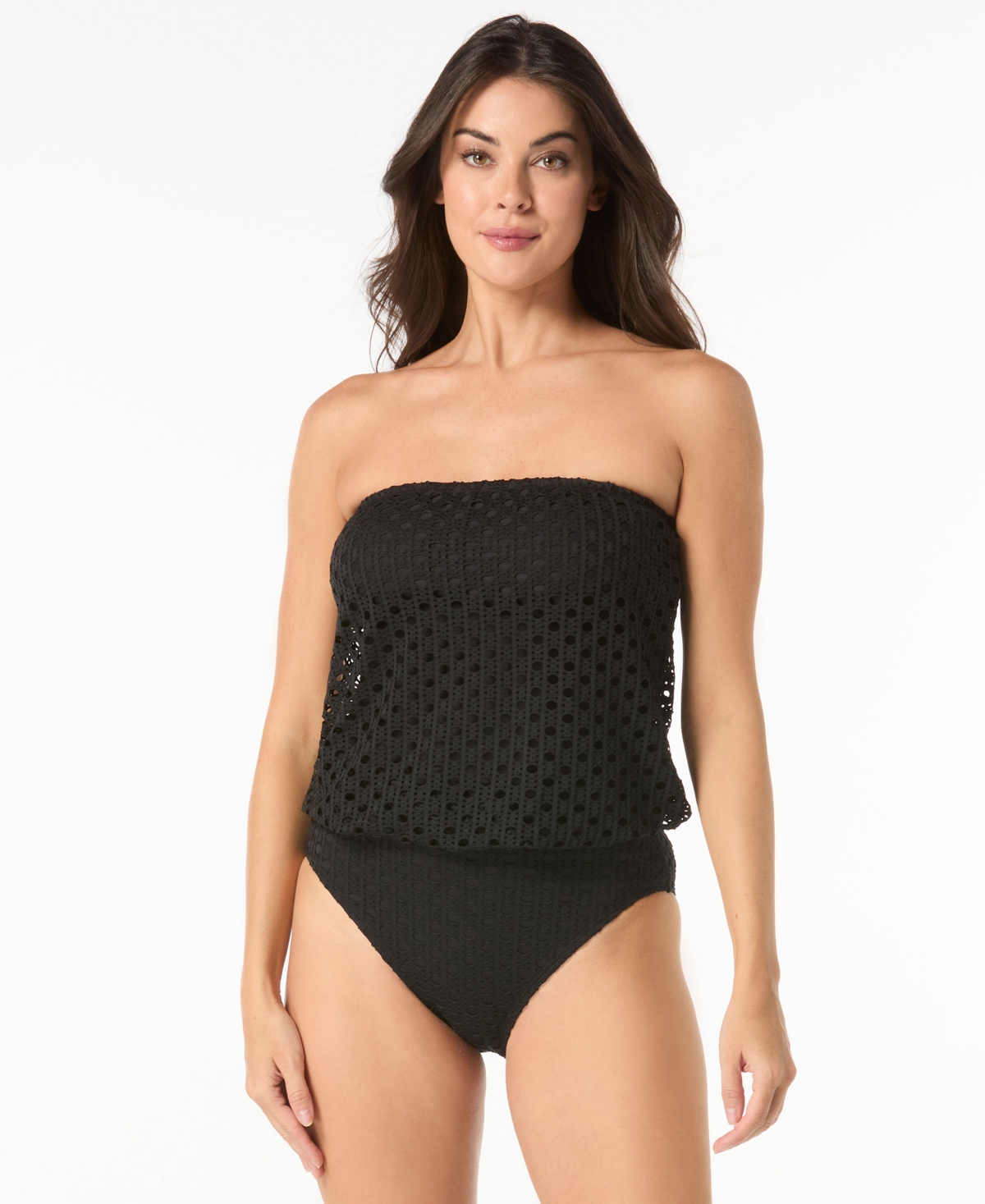 Click here for Carmen Marc Valvo Womens Crochet Pull-On Tankini T... prices