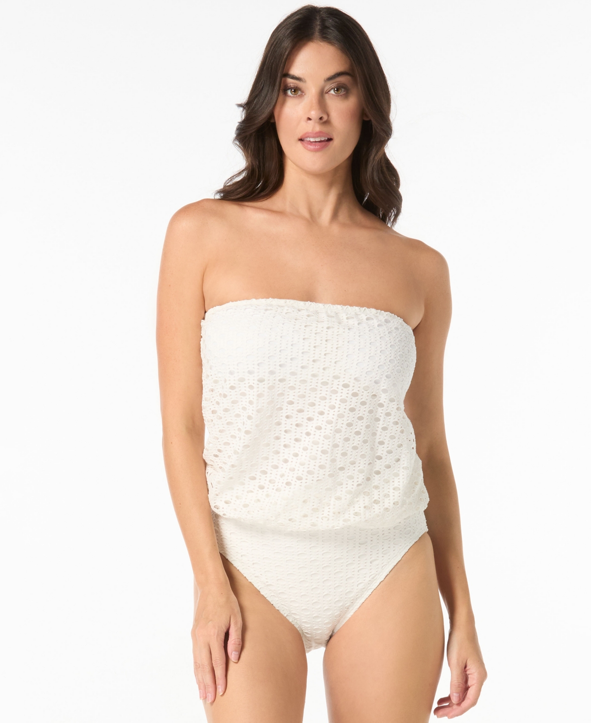 Click here for Carmen Marc Valvo Womens Crochet Pull-On Tankini T... prices