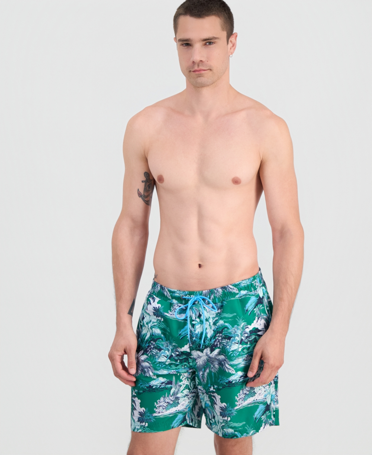 Click here for Club Room Mens Elloe Tropical Scene Swim Trunks  M... prices