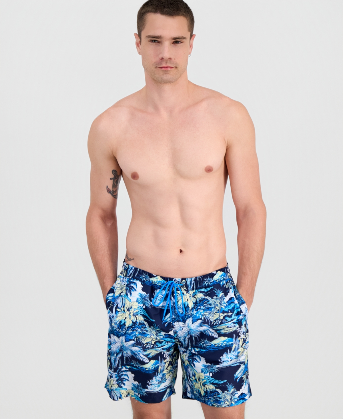 Click here for Club Room Mens Elloe Tropical Scene Swim Trunks  M... prices