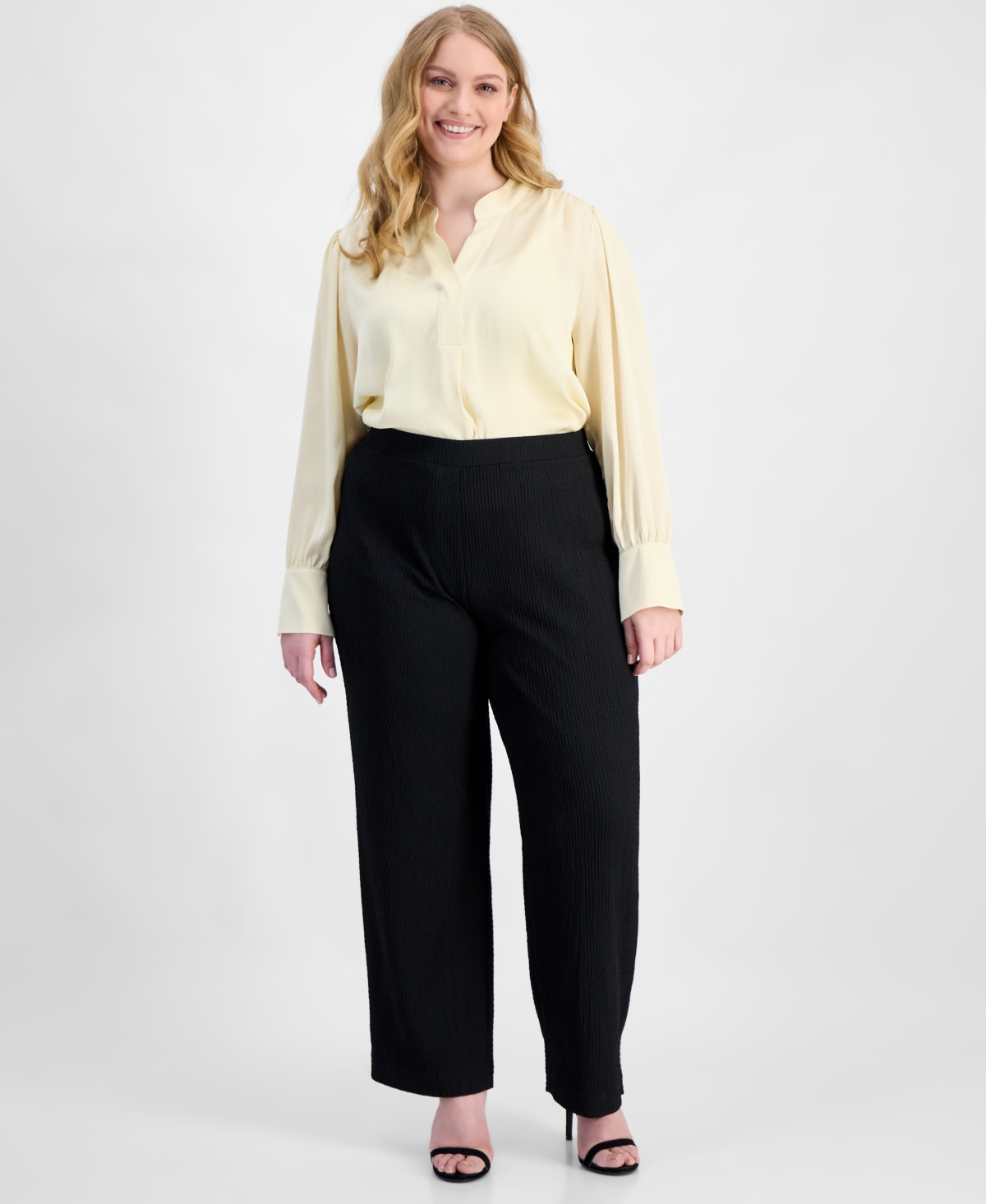 Click here for Anne Klein Essentials Plus Size Textured Pull-On P... prices