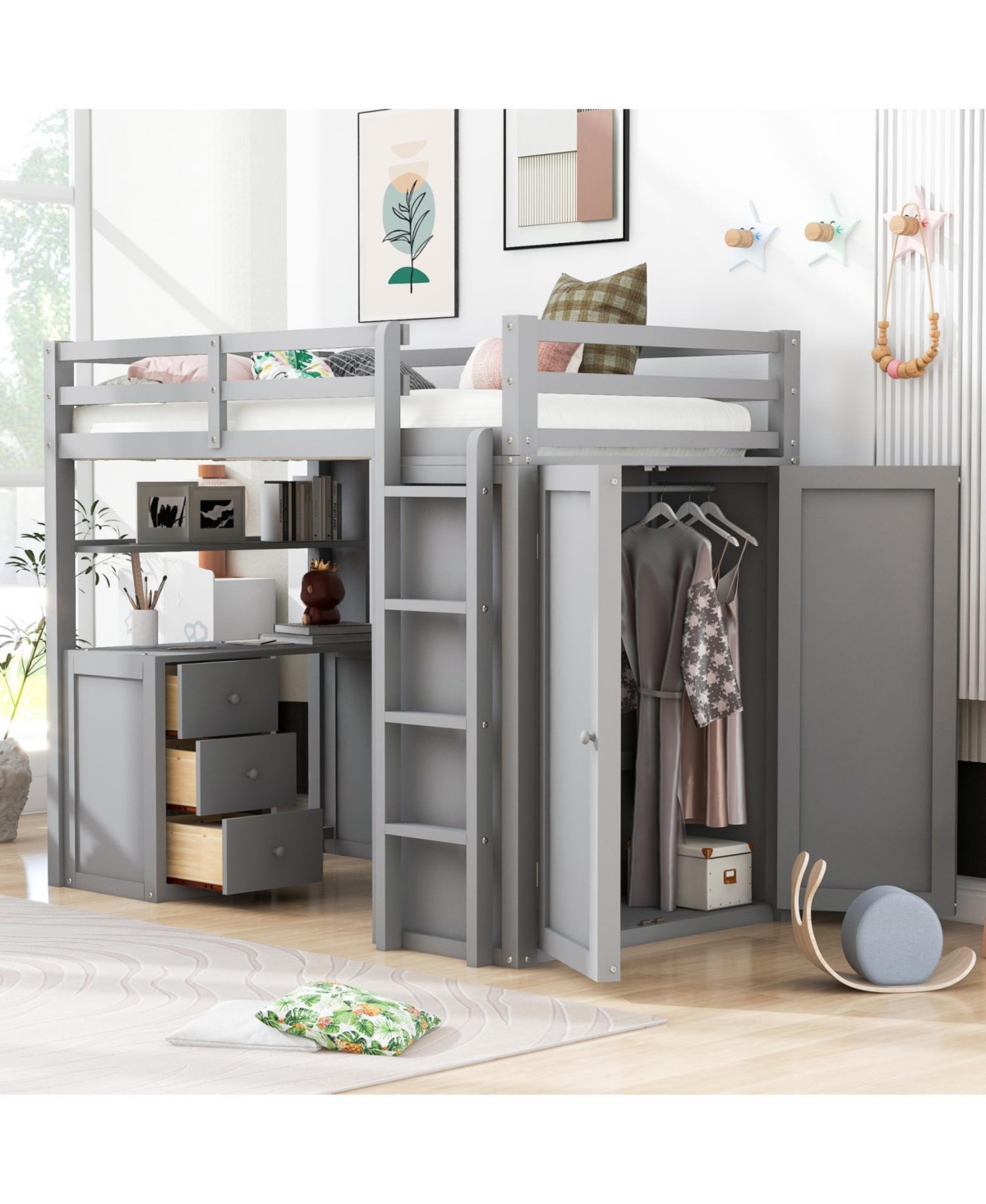 Click here for Streamdale Furniture Twin size Loft Bed with Drawe... prices