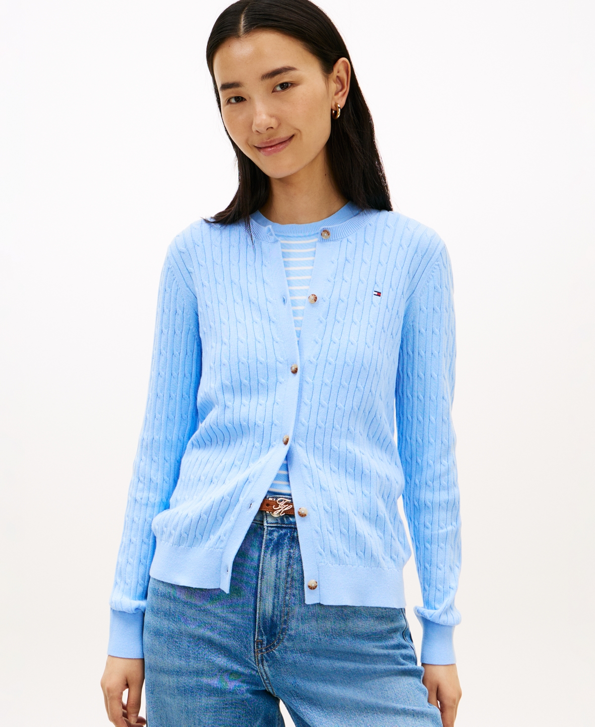 Click here for Tommy Hilfiger Womens Cable Knit Crewneck Cardigan... prices