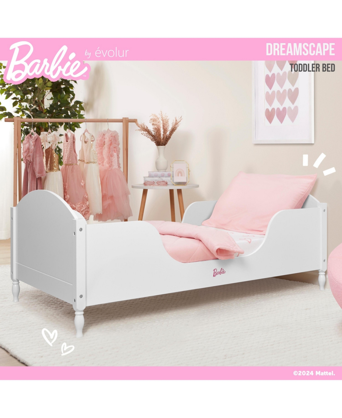 Click here for Barbie Dreamscape Toddler Bed in Pink - White prices