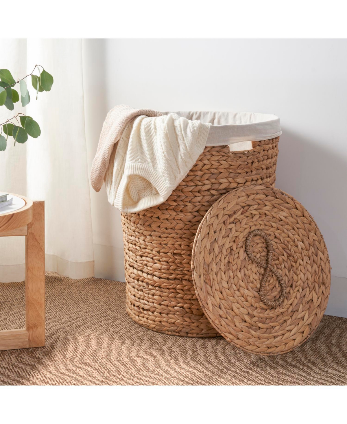 Click here for Rainsken Round Water Hyacinth Woven Hamper Basket... prices