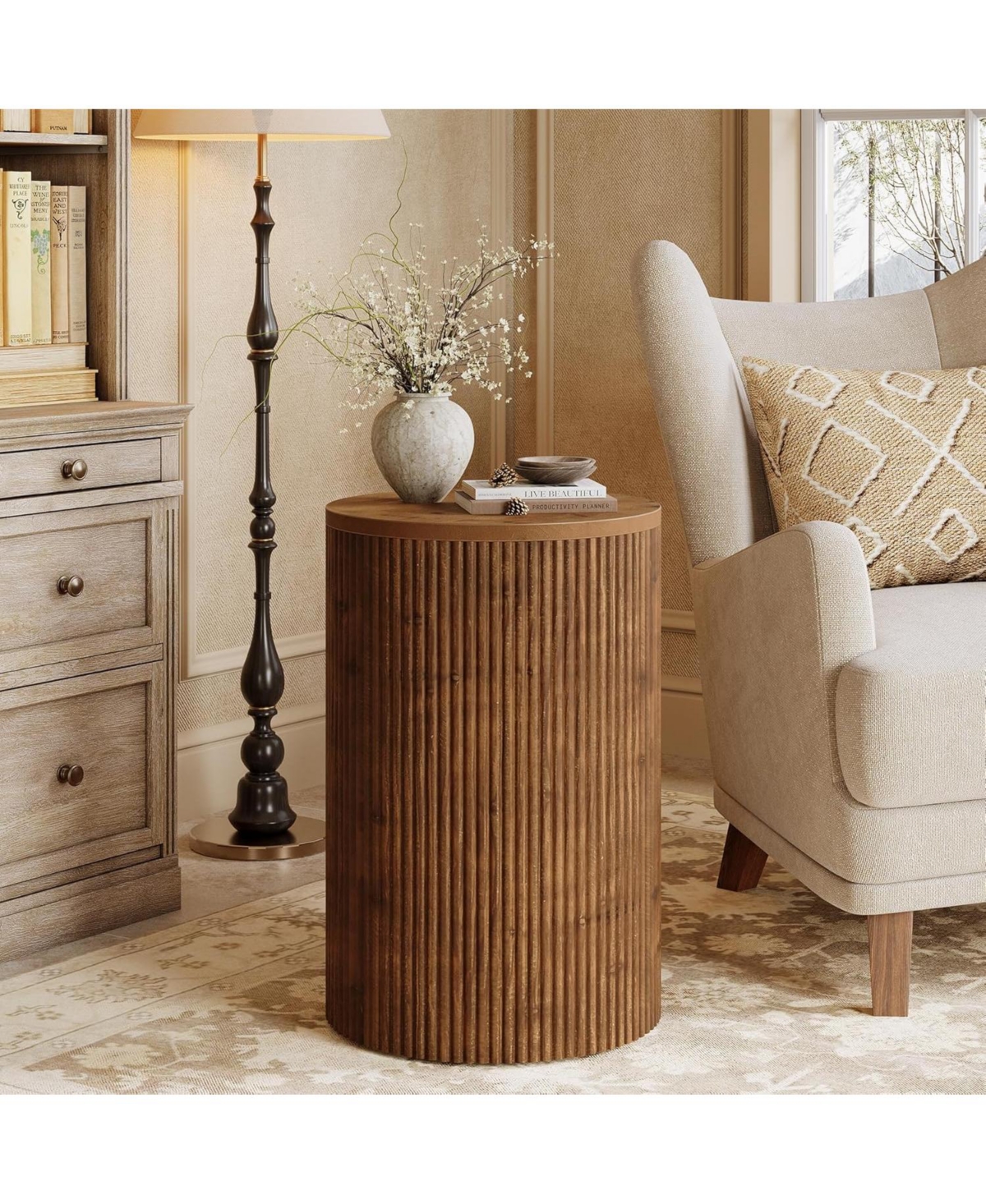 Click here for Tribesigns Solid Wood Round Side Table with Storag... prices