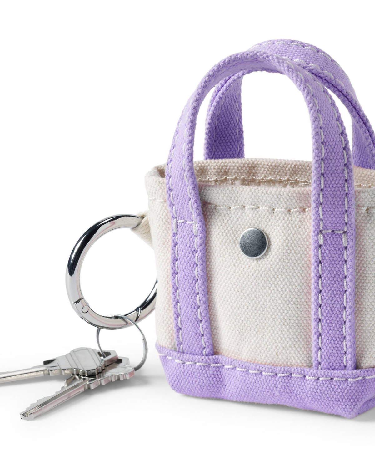 Click here for Lands End Micro Canvas Tote Charm - Natural/lavend... prices