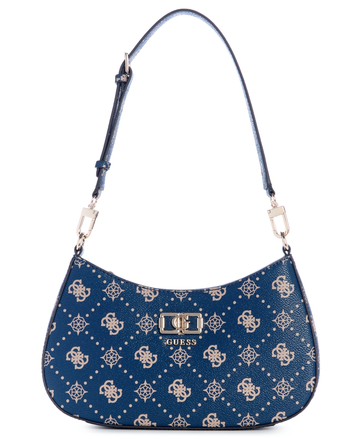 Click here for Guess Emelie Logo Top Zip Medium Shoulder Bag - Bl... prices