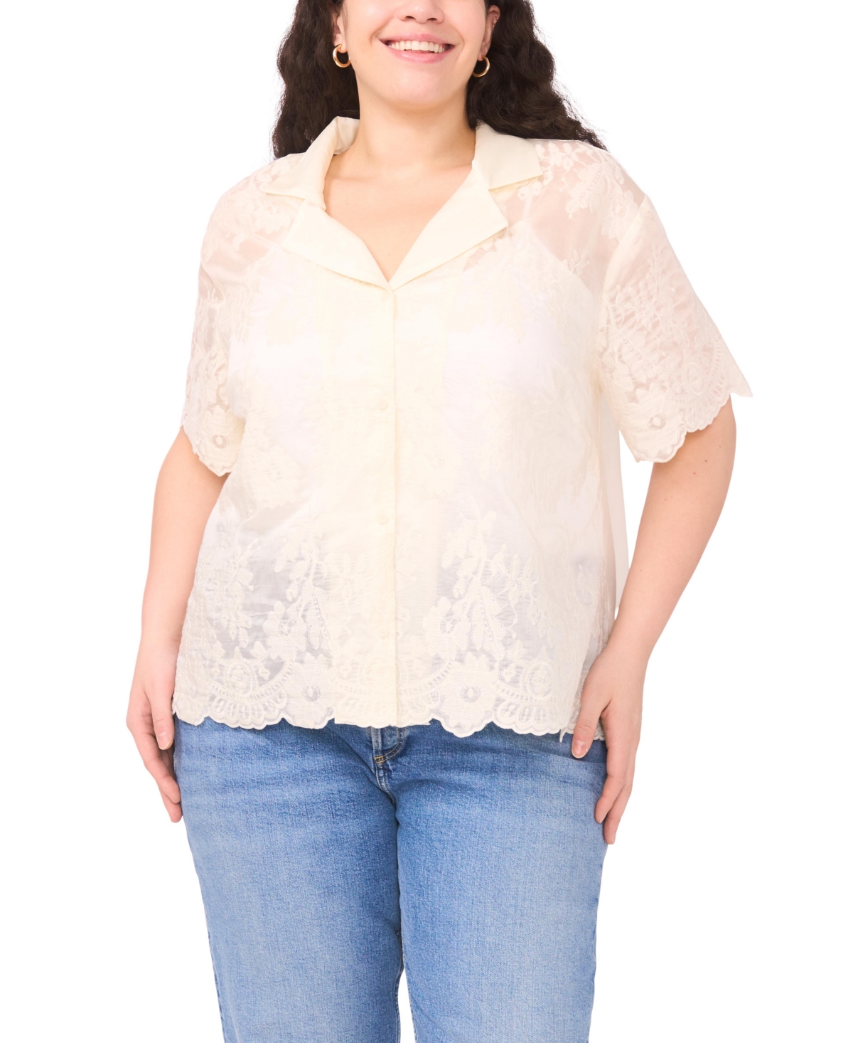 Click here for Vince Camuto Plus Size Short-Sleeve Embroidered To... prices