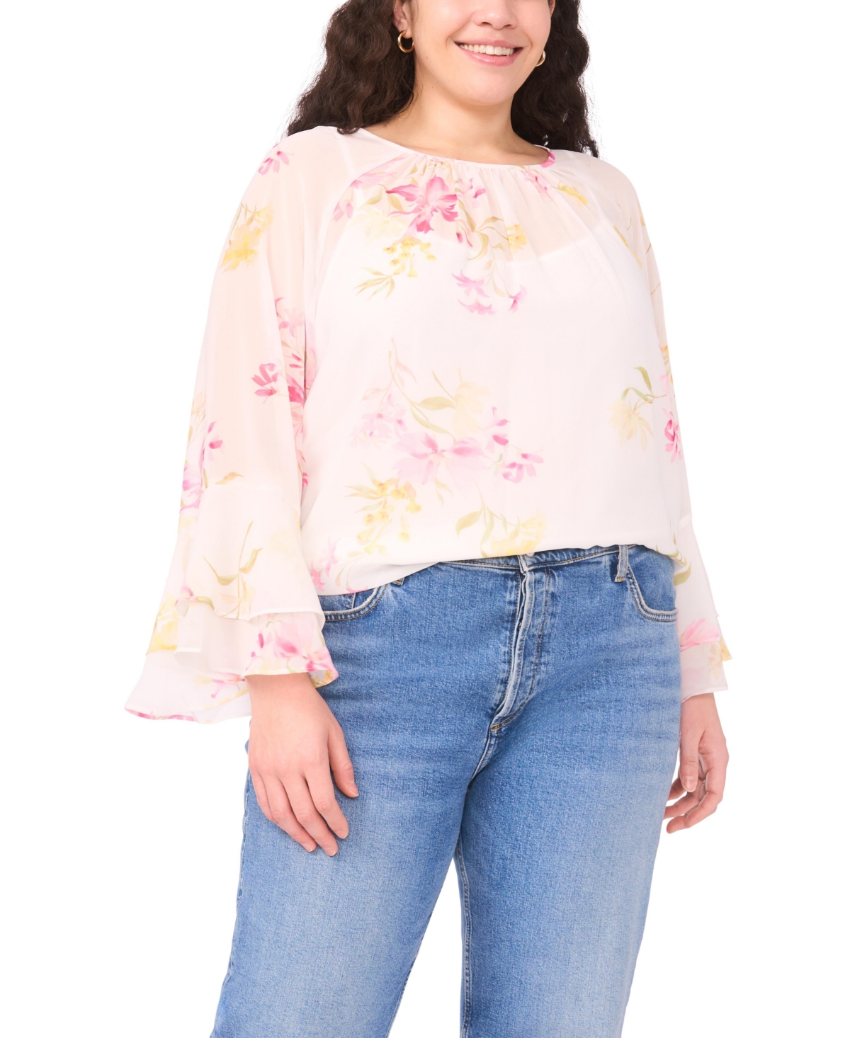 Click here for Vince Camuto Plus Size Crew Neck Printed Top - Pin... prices