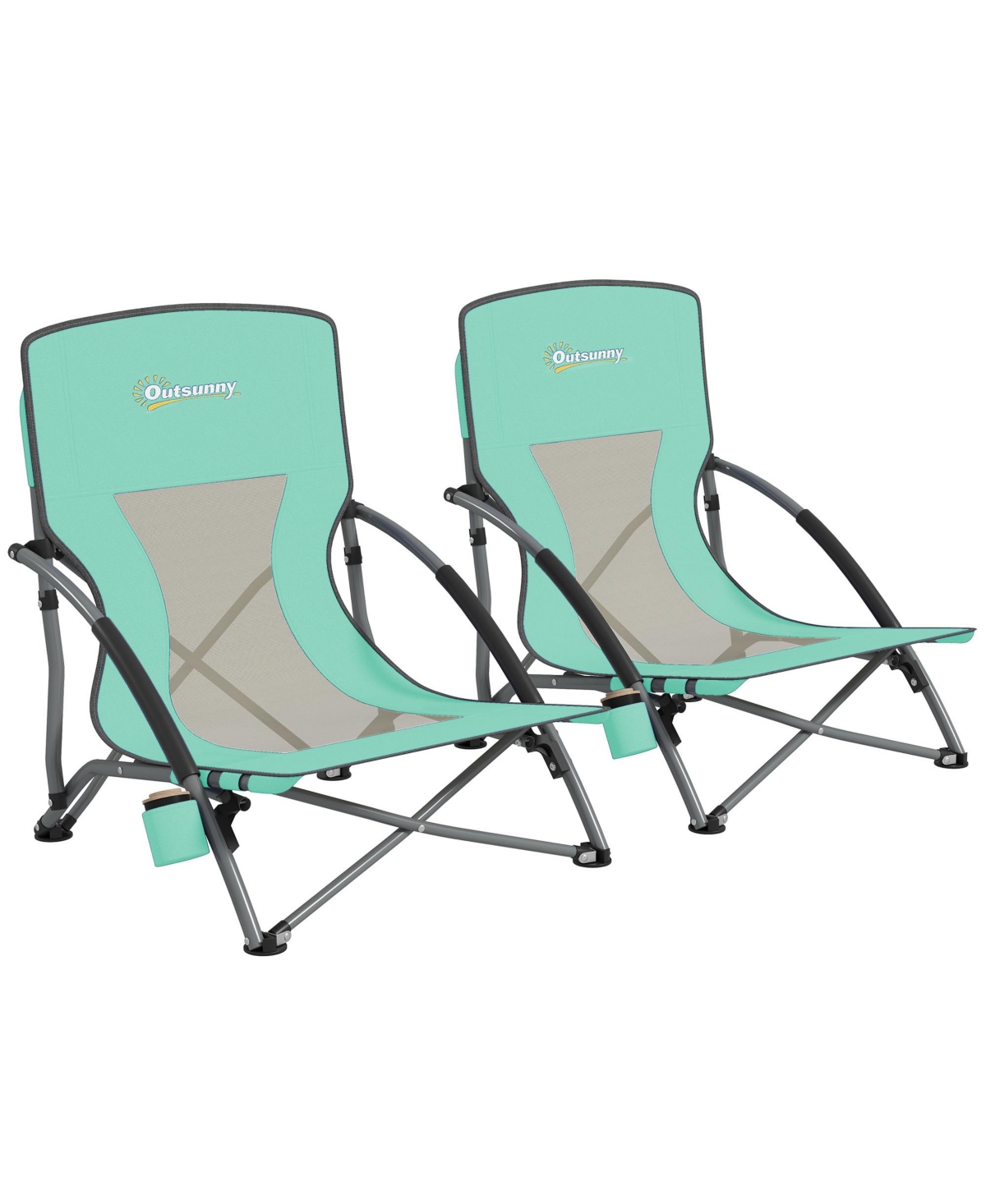 Click here for Outsunny Set of 2 Folding Beach Chair with Carry B... prices