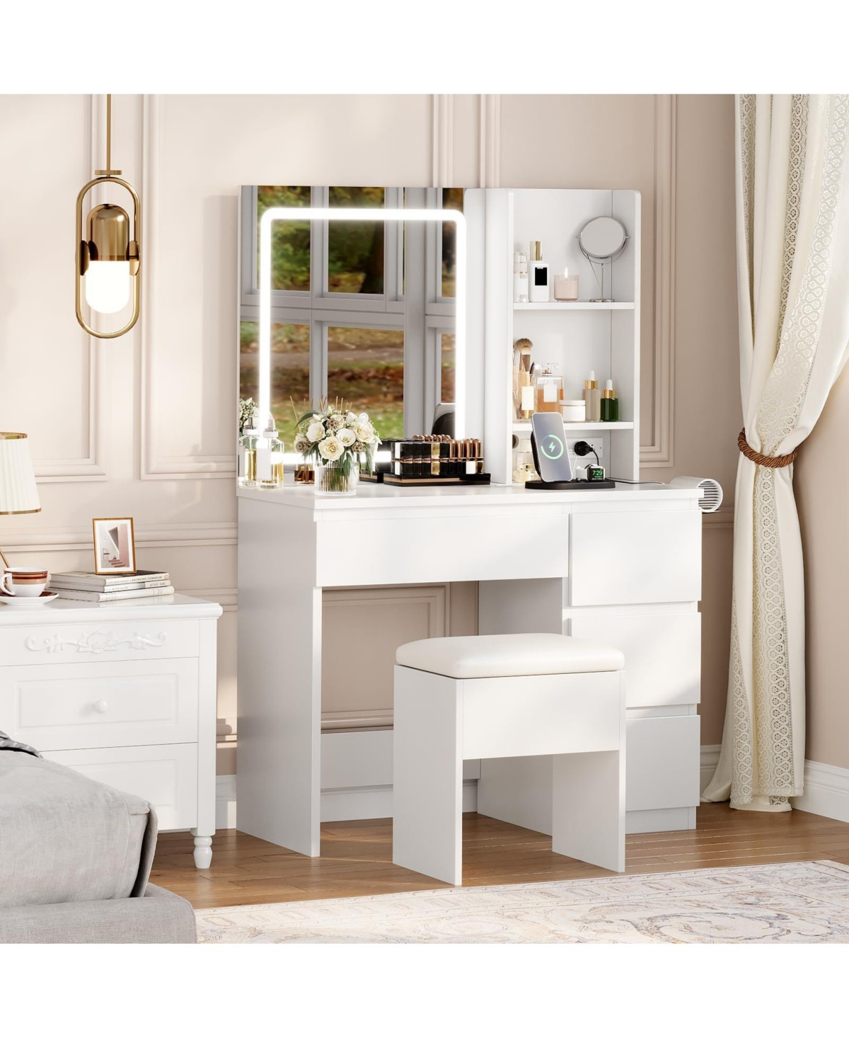 Click here for gaomon Makeup Vanity Desk with Lighted Mirror  Dre... prices