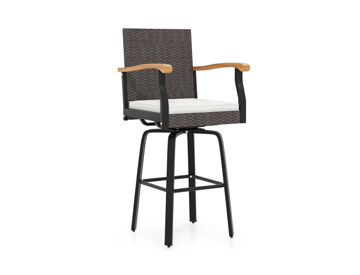 Click here for Slickblue Patio Swivel Bar Stool with Acacia Wood... prices