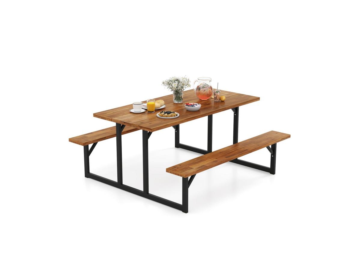 Click here for Slickblue Outdoor Acacia Wood Picnic Table with 2... prices