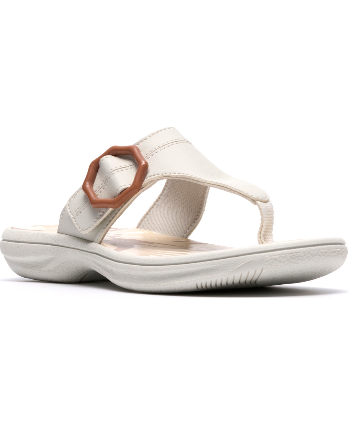 Click here for Clarks Womens Breeze Cove Flip Flop Flats - Off Wh... prices