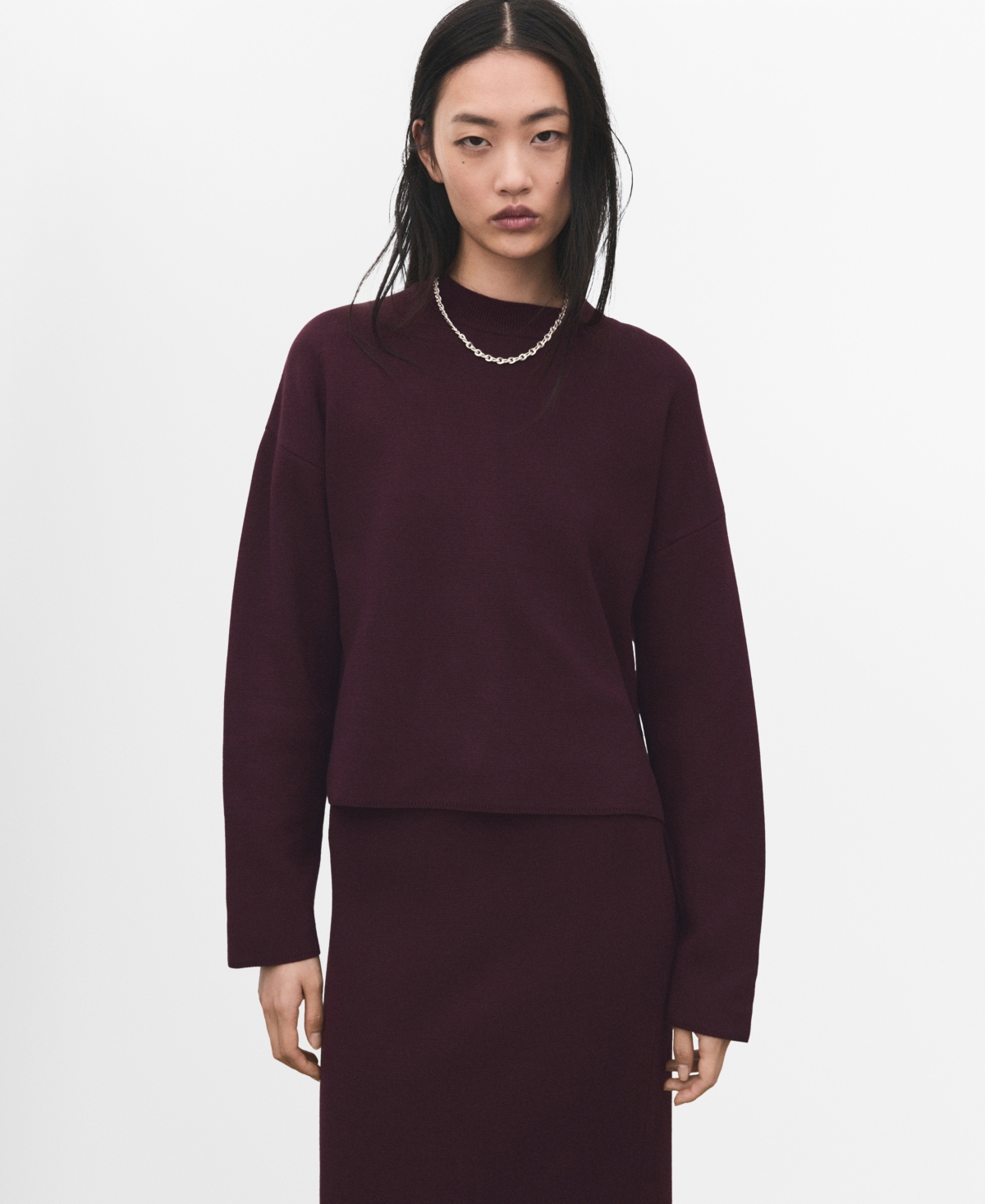 Click here for Mango Womens Round-Neck Knitted Sweater - Wine prices