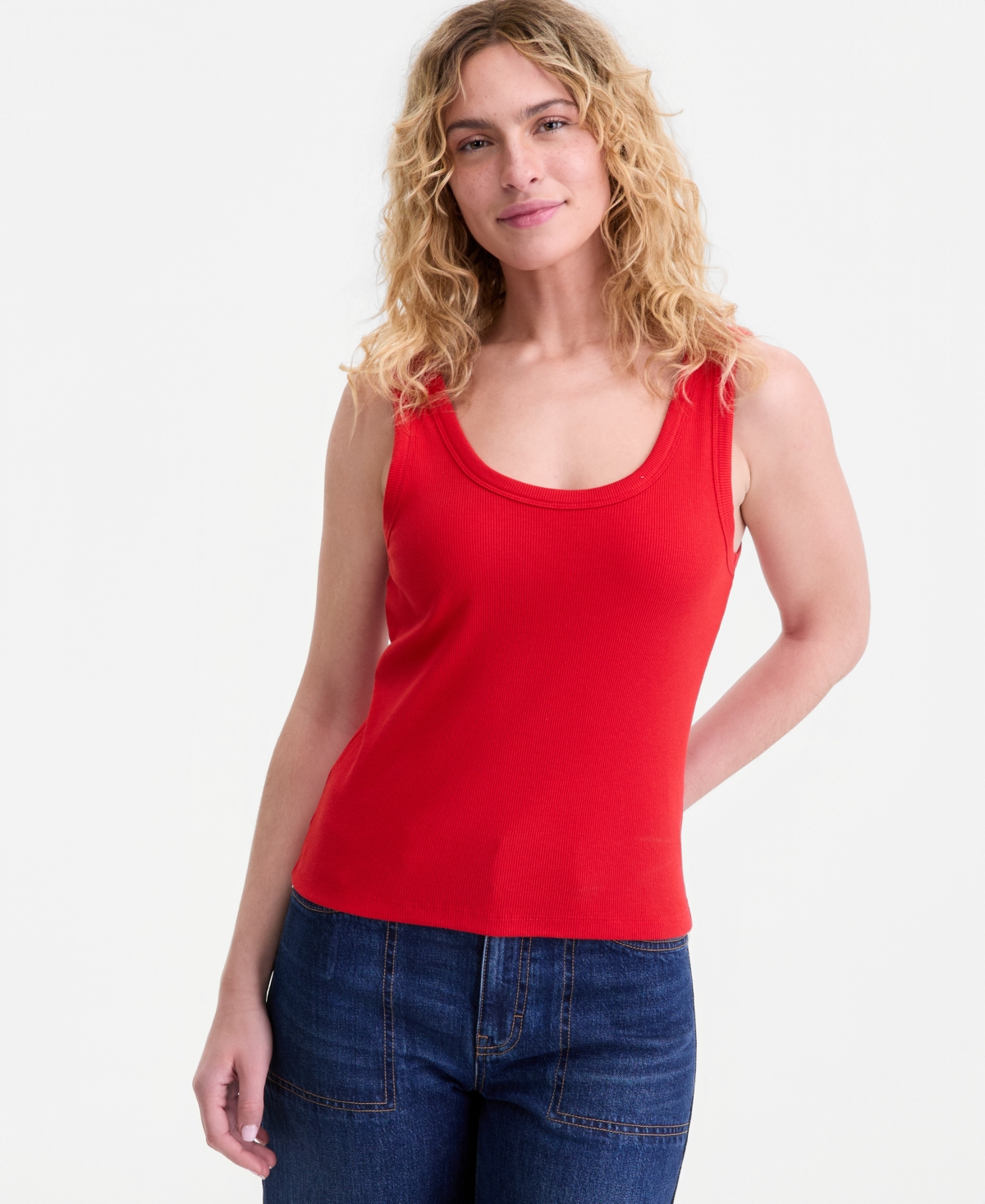 On 34th Womens Scoop-Neck Layering Tank Top  Macys Exclusive - Fiesta Red