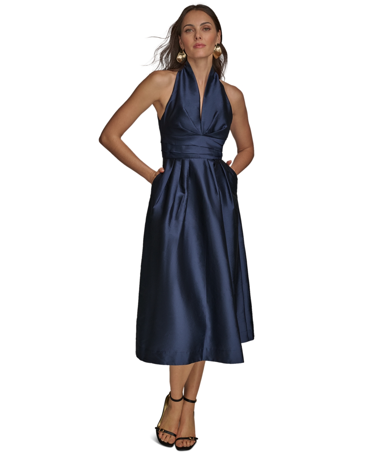 Click here for Donna Karan Petite Sleeveless Halter Neck A-Line M... prices