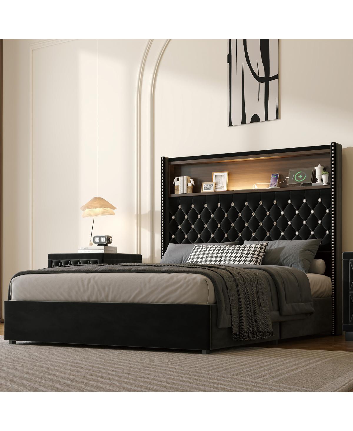 Click here for Streamdale Furniture Full Size Velvet Tufted Bed F... prices
