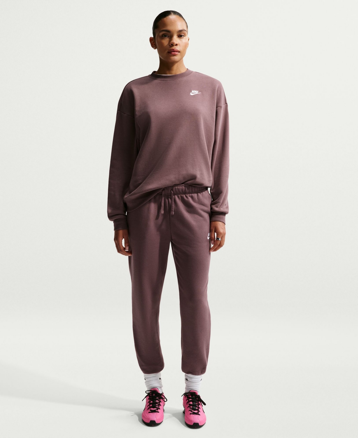 Nike Womens Sportswear Club Fleece Mid-Rise Joggers - Tattoo/white