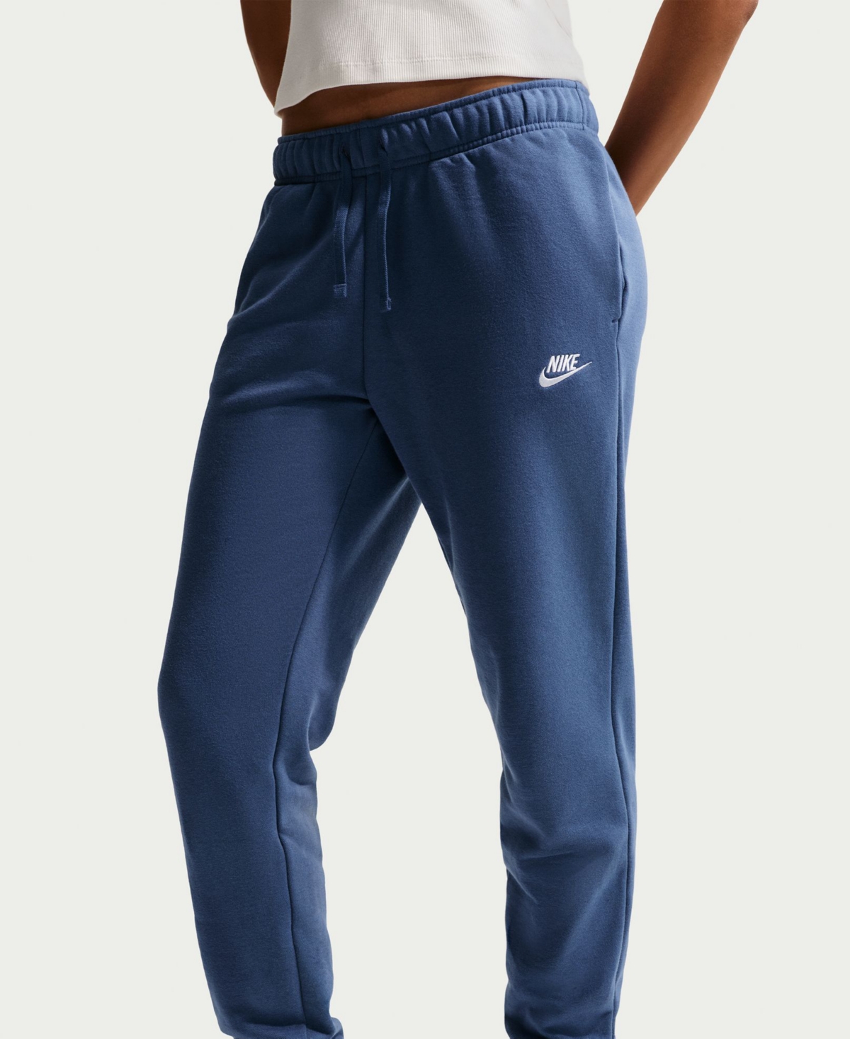 Nike Womens Sportswear Club Fleece Mid-Rise Joggers - Mystic Navy/white
