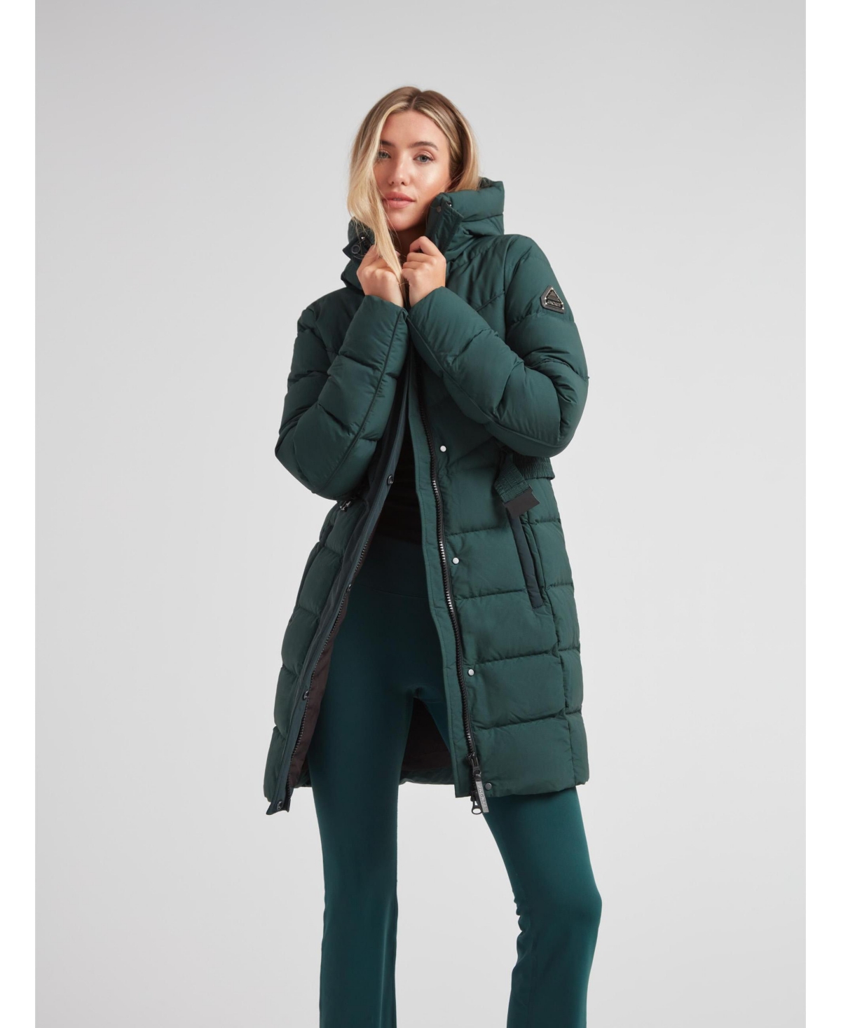 Click here for JACK1T Womens Diamond Belted Hooded Down Coat - Em... prices