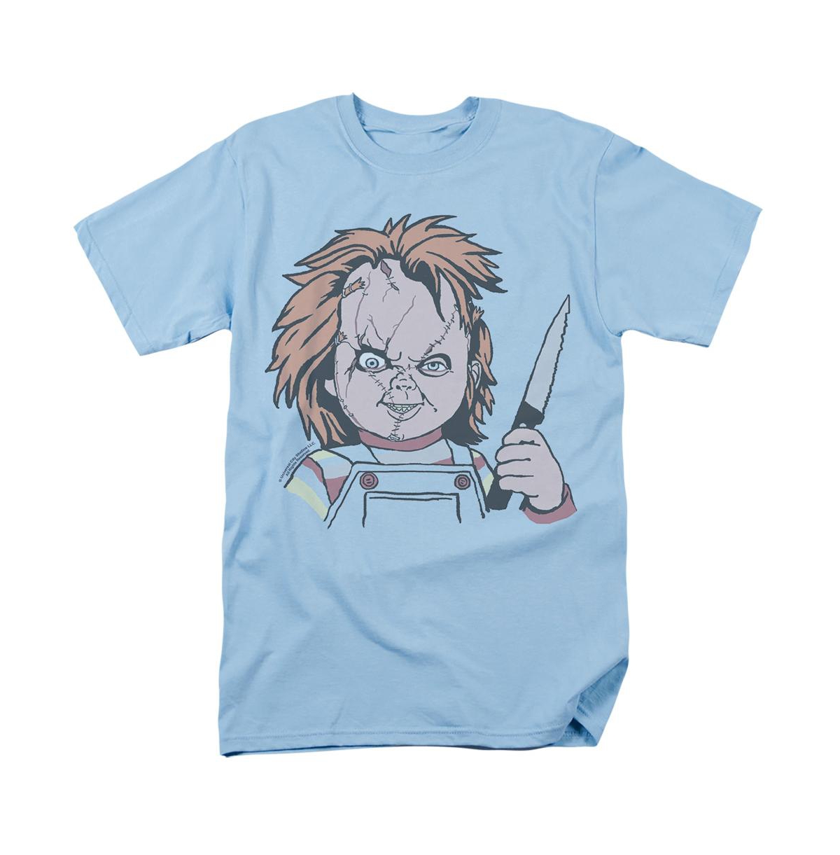 Click here for Chucky Mens Battle Face Chucky T Shirt - Light blu... prices