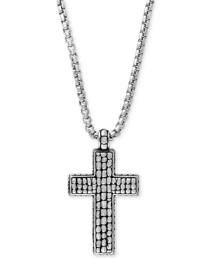 EFFY Collection Gento by EFFY Men's Decorative Cross Pendant Necklace ...