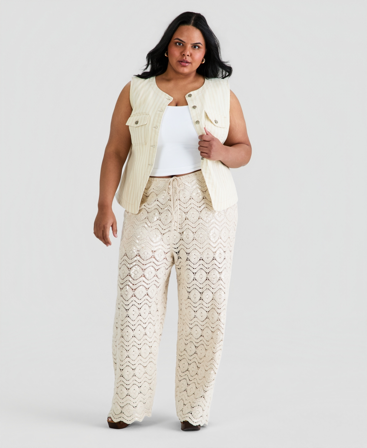 Click here for And Now This Trendy Plus Size Embellished Crochet... prices