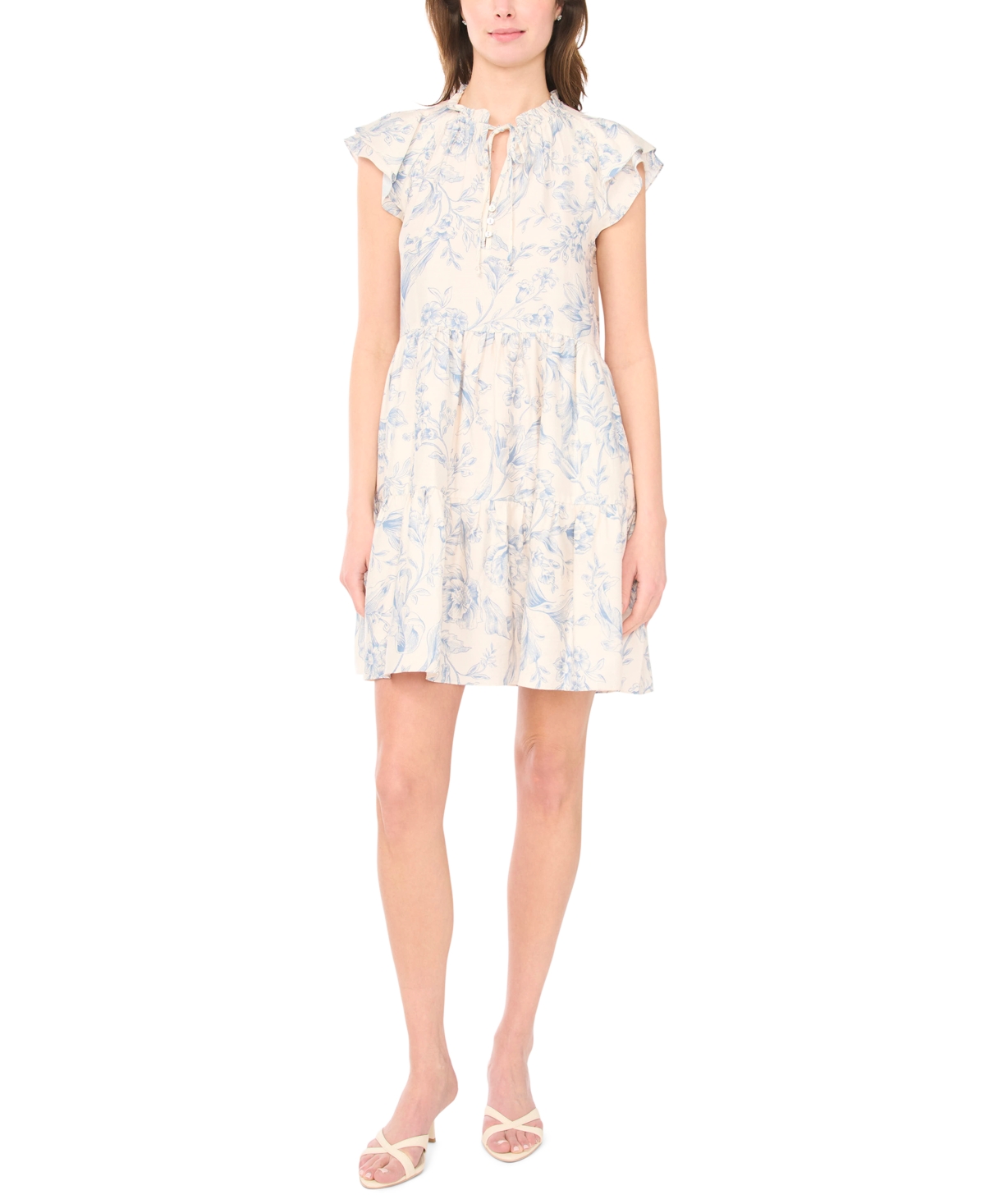 Click here for Msk Womens Flutter Sleeve Tie-Neck Babydoll Dress... prices