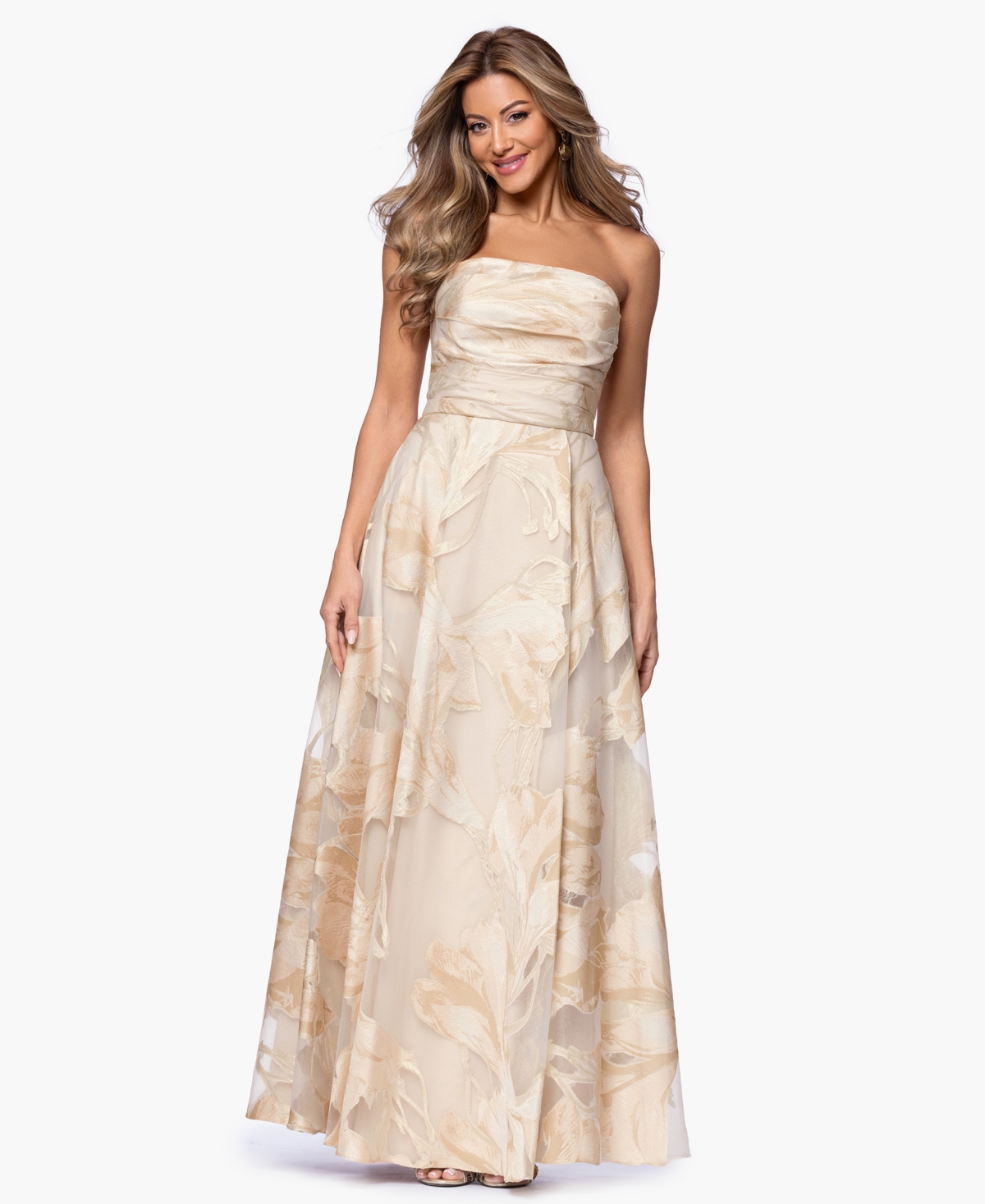 Click here for Xscape Womens Strapless Ball Gown - Blush/Gold prices