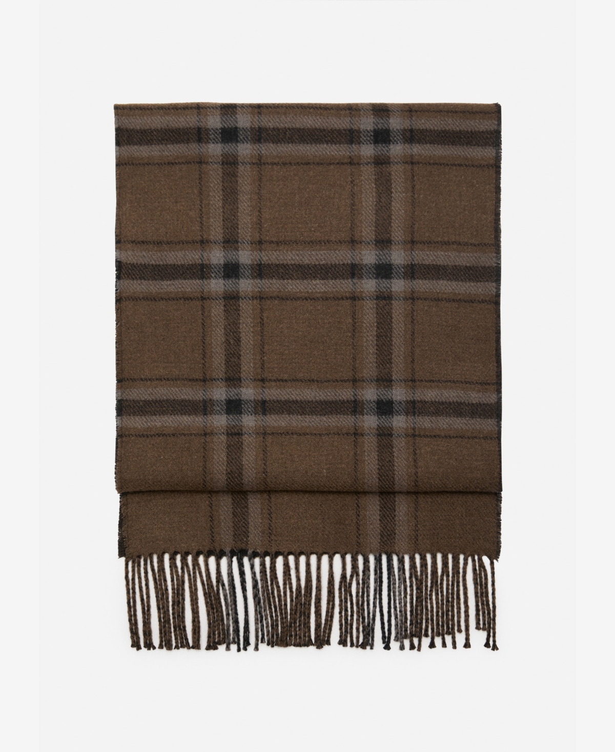 Click here for Mango Mens Check Fringed Scarf - Khaki prices